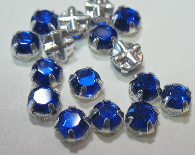 4mm SS20 Rose Montees Sapphire Blue Silver Plated 25 Beads - Etsy
