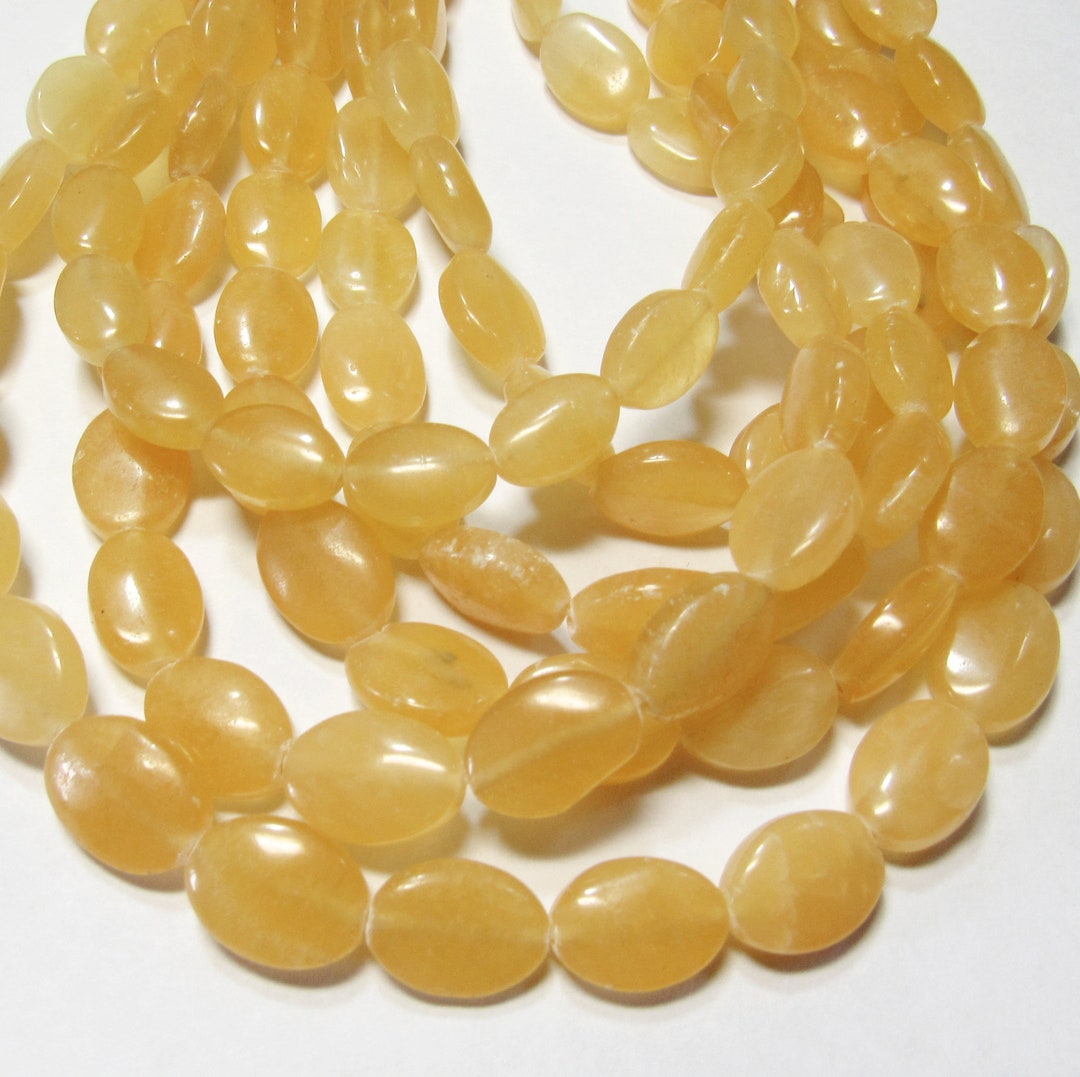 Natural Yellow Calcite 12mm, 14mm Oval Beads 15.5