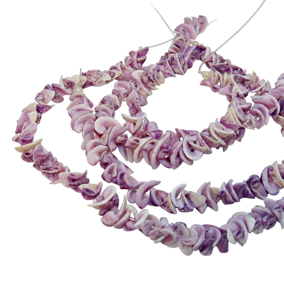 Natural Violet Orchid Shell Chip Beads 8" Strand, Philippines Flower ...