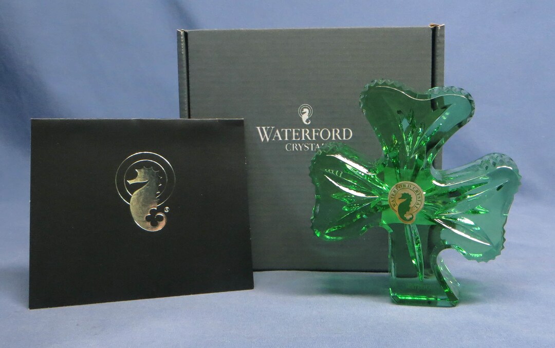 Rare Beautiful Waterford Irish Spring Green Shamrock Paperweight ...
