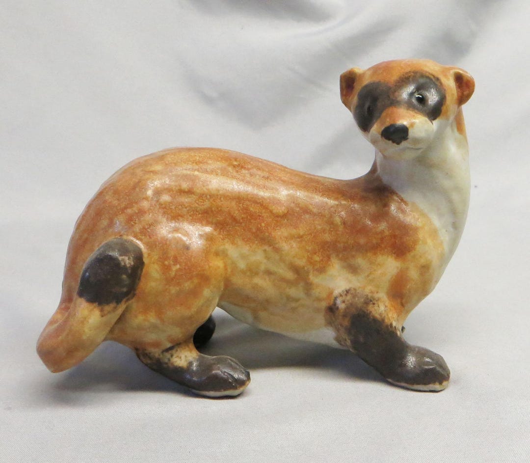 Rare Vintage Black Footed Ferret Weasel Sweden Ceramic Collectible ...