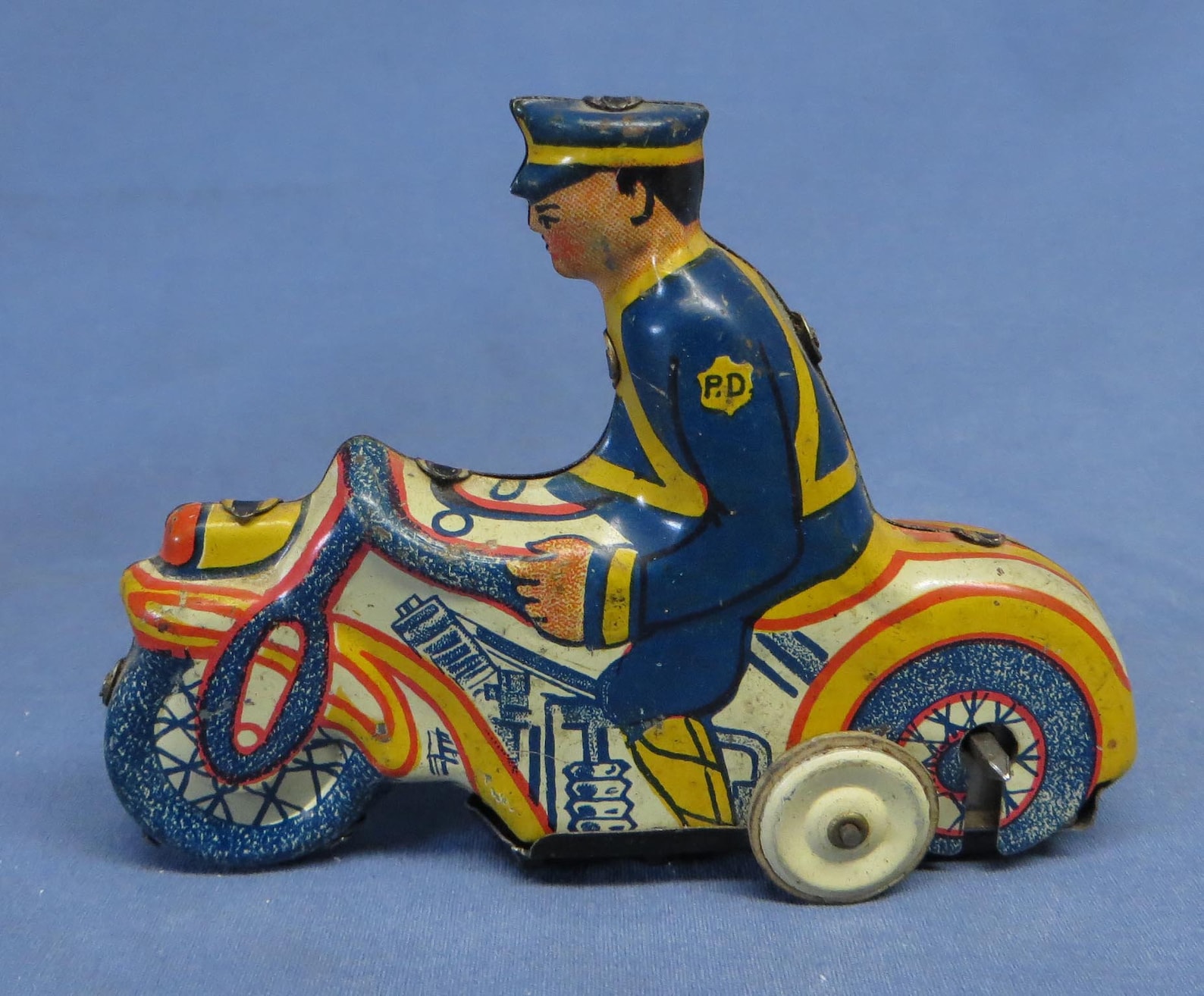Rare Vintage 1936 Tin Litho Louis Marx MYSTIC MOTORCYCLE W/key & Box ...