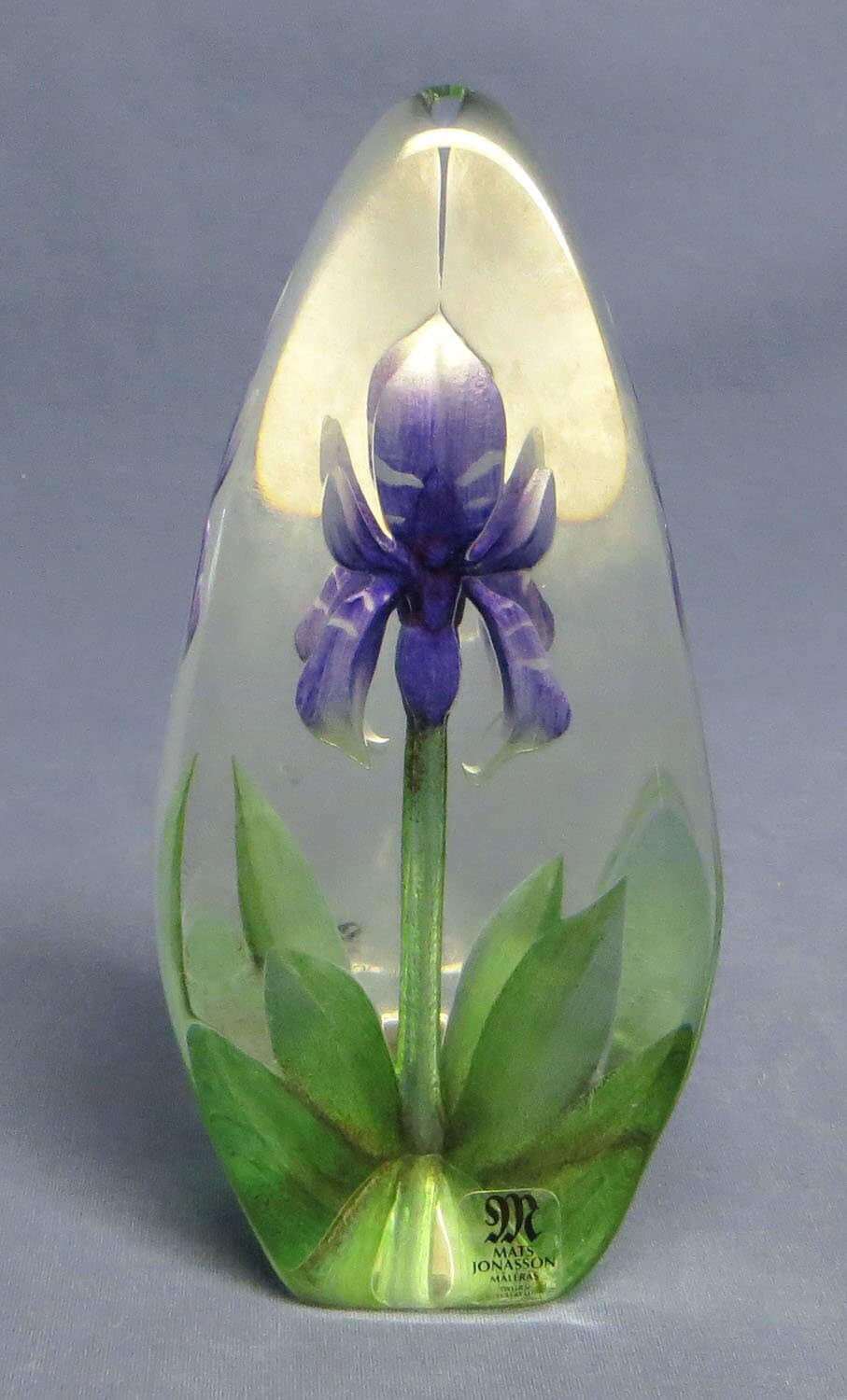 Mats Jonasson Art Glass Purple Iris Paperweight 8.25 - Etsy