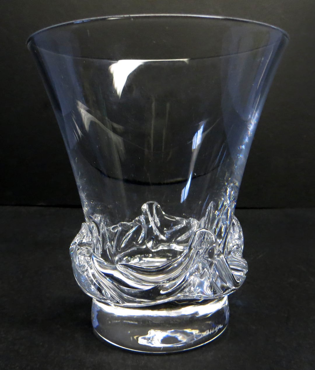Rare Vintage Daum Crystal Vase With Applied Waves EXC - Etsy