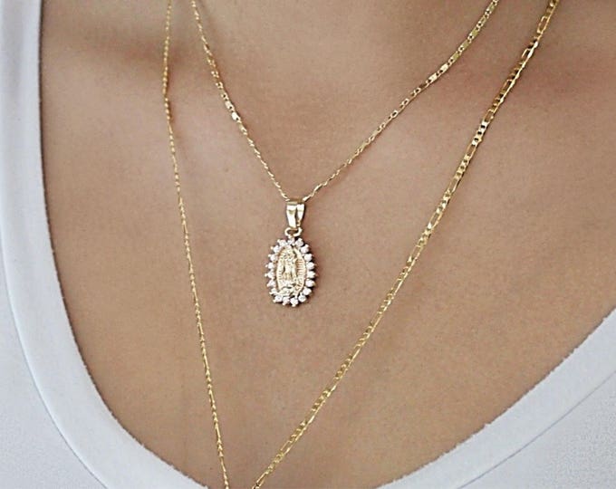 Gold Pendant Necklace/ Virgin Mary Necklace/ Saint Mary Necklace ...