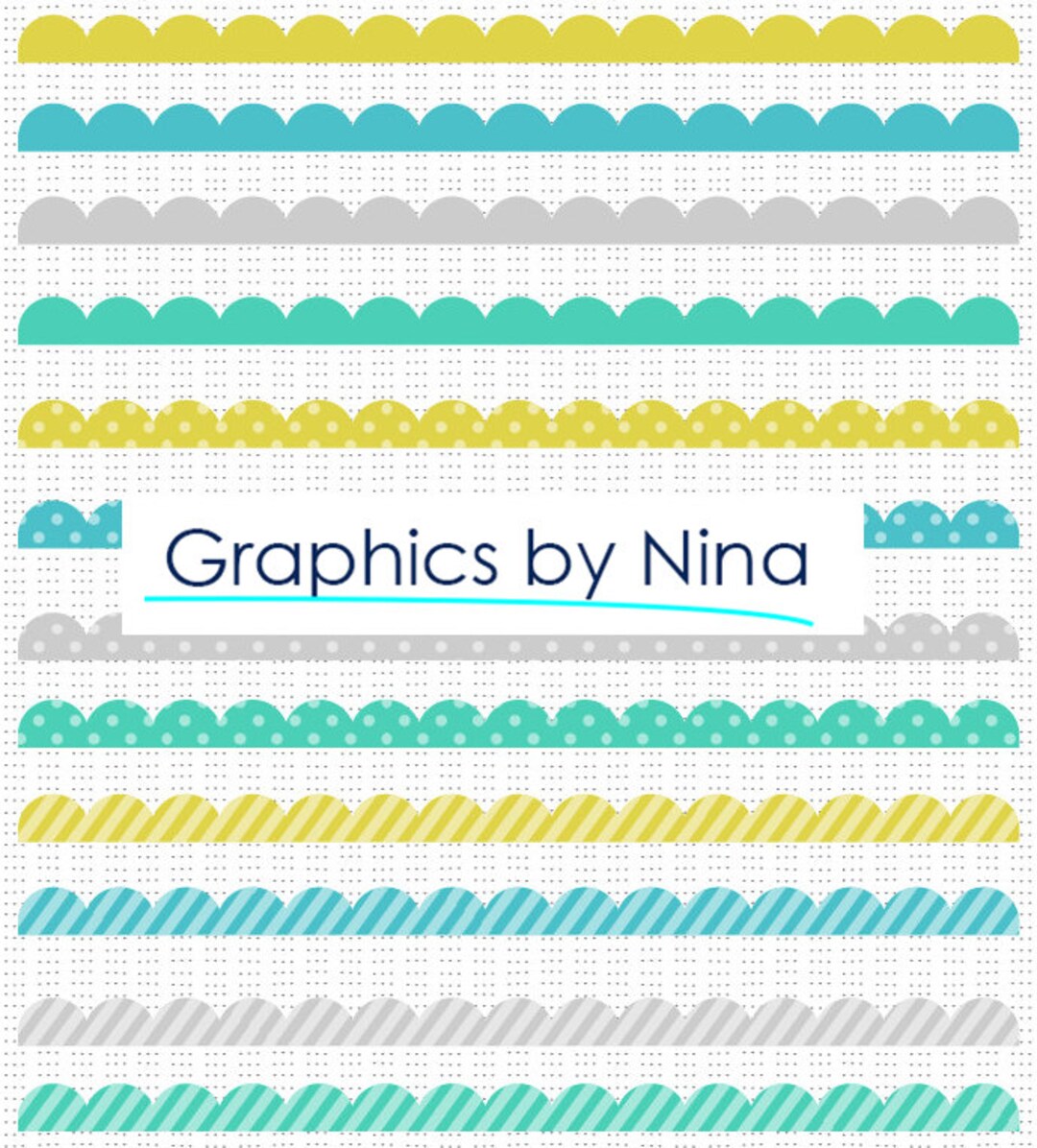 Digital Clipart Aqua Yellow Gray Borders Instant Download Personal ...