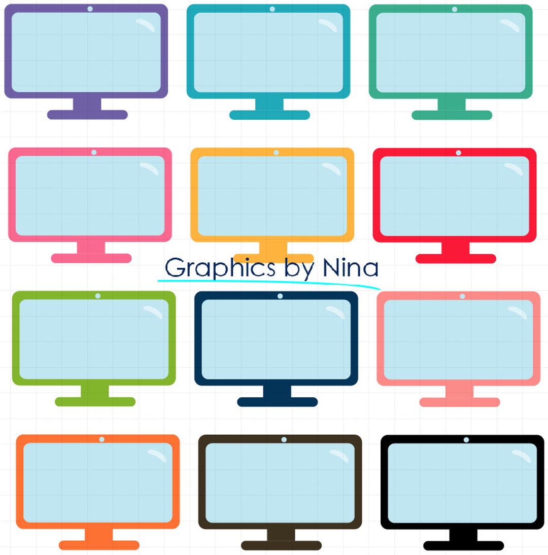 Computer Monitor Clipart Digital Scrapbook Graphics for Personal and ...