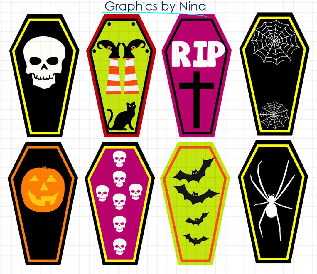 Halloween Coffins Clipart Instant Download Digital Scrapbook Personal ...