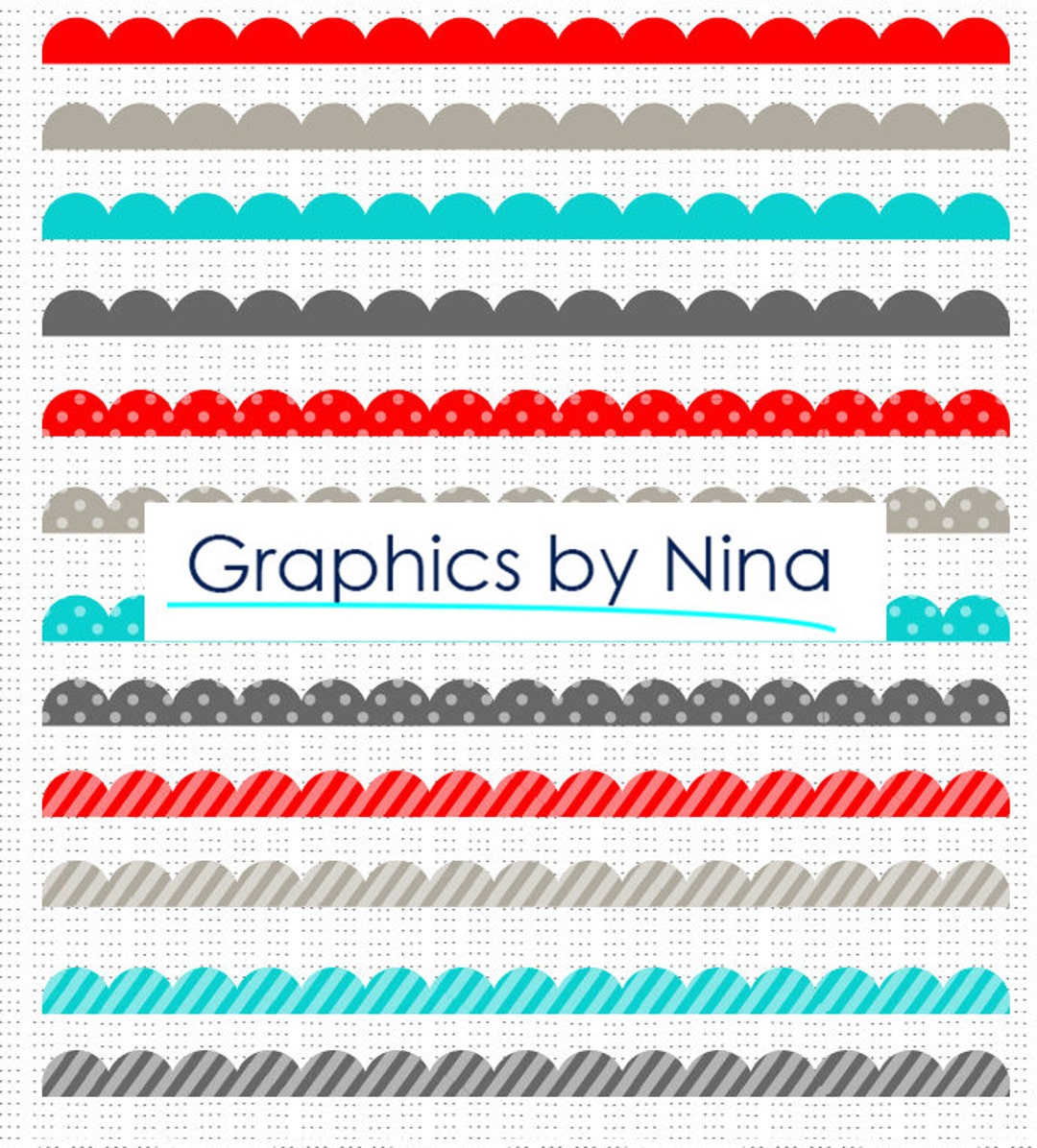 Red Gray Aqua Borders Clipart Instant Digital Download Commercial Use ...