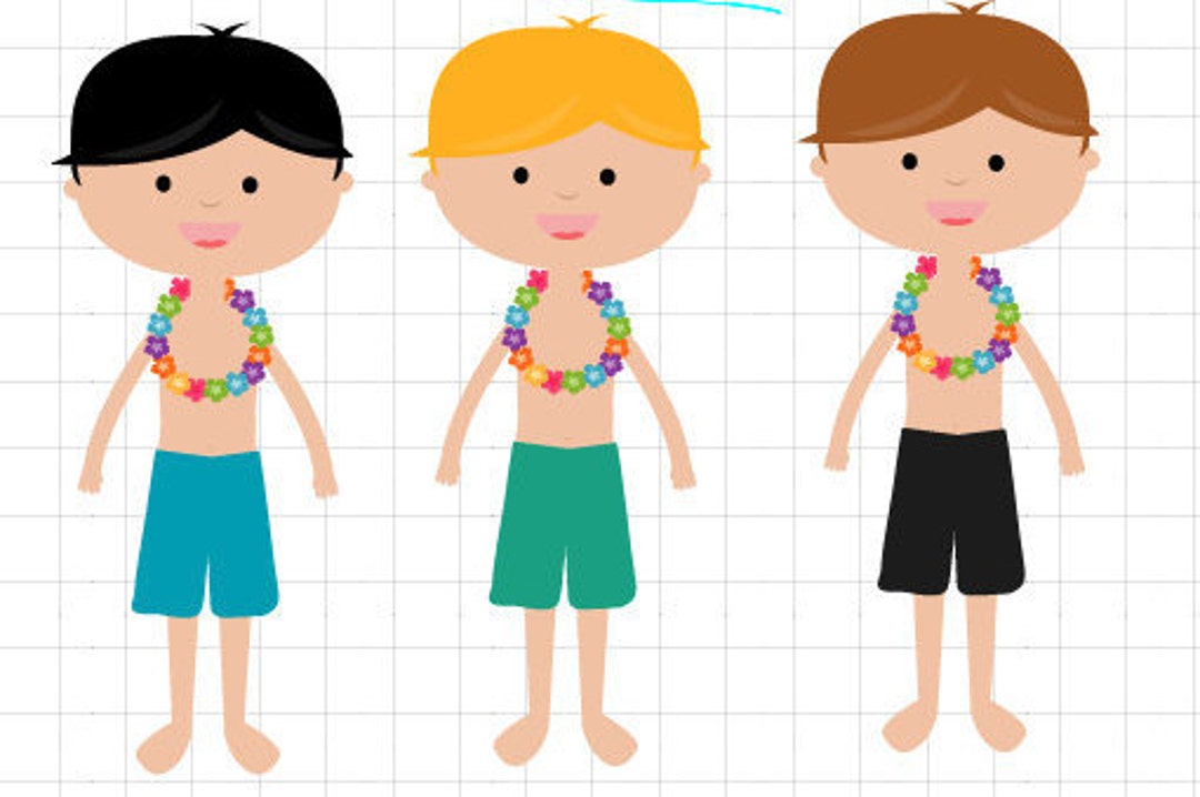 Hawaiian Luau Boys Clipart Instant Download for Scrapbooking Personal ...