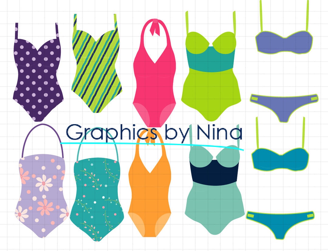 Summer Swimsuits Clipart Instant Download for Personal and Commercial ...