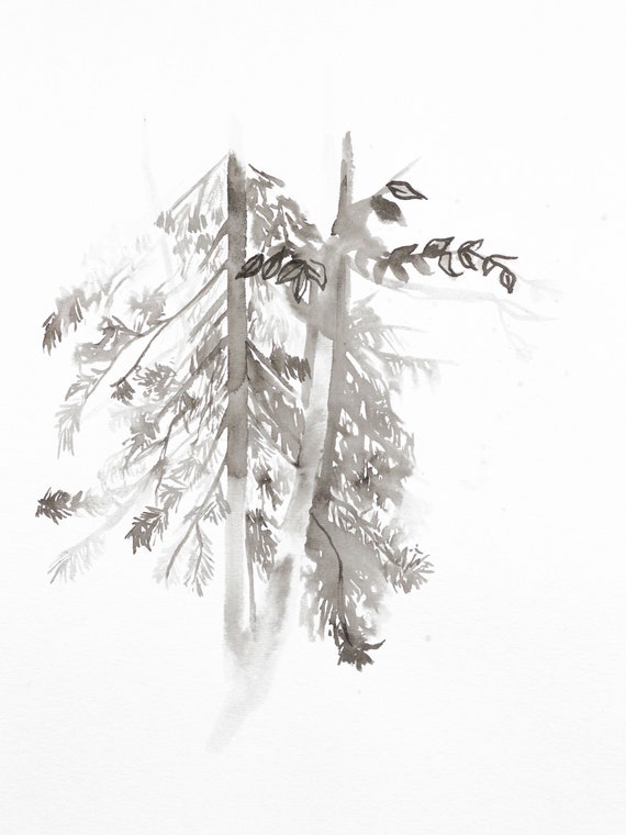 Forest Study . Original Ink Painting | Etsy