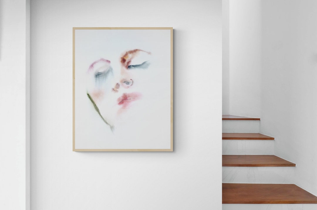 Vanish . Portrait Watercolor Painting . Minimalist Modern Giclee Print ...