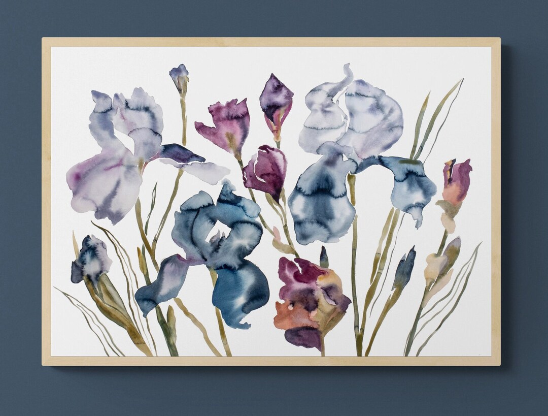 Irises No. 2 . Original Watercolor Painting . Minimalist Modern ...