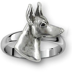 Doberman Pinscher Jewelry Sterling Silver Handmade Doberman Ring DB5-R ...