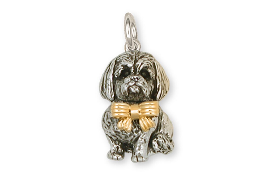 Shih Tzu Jewelry Shih Tzu Charm Silver and 14k Gold Shih Tzu Jewelry ...