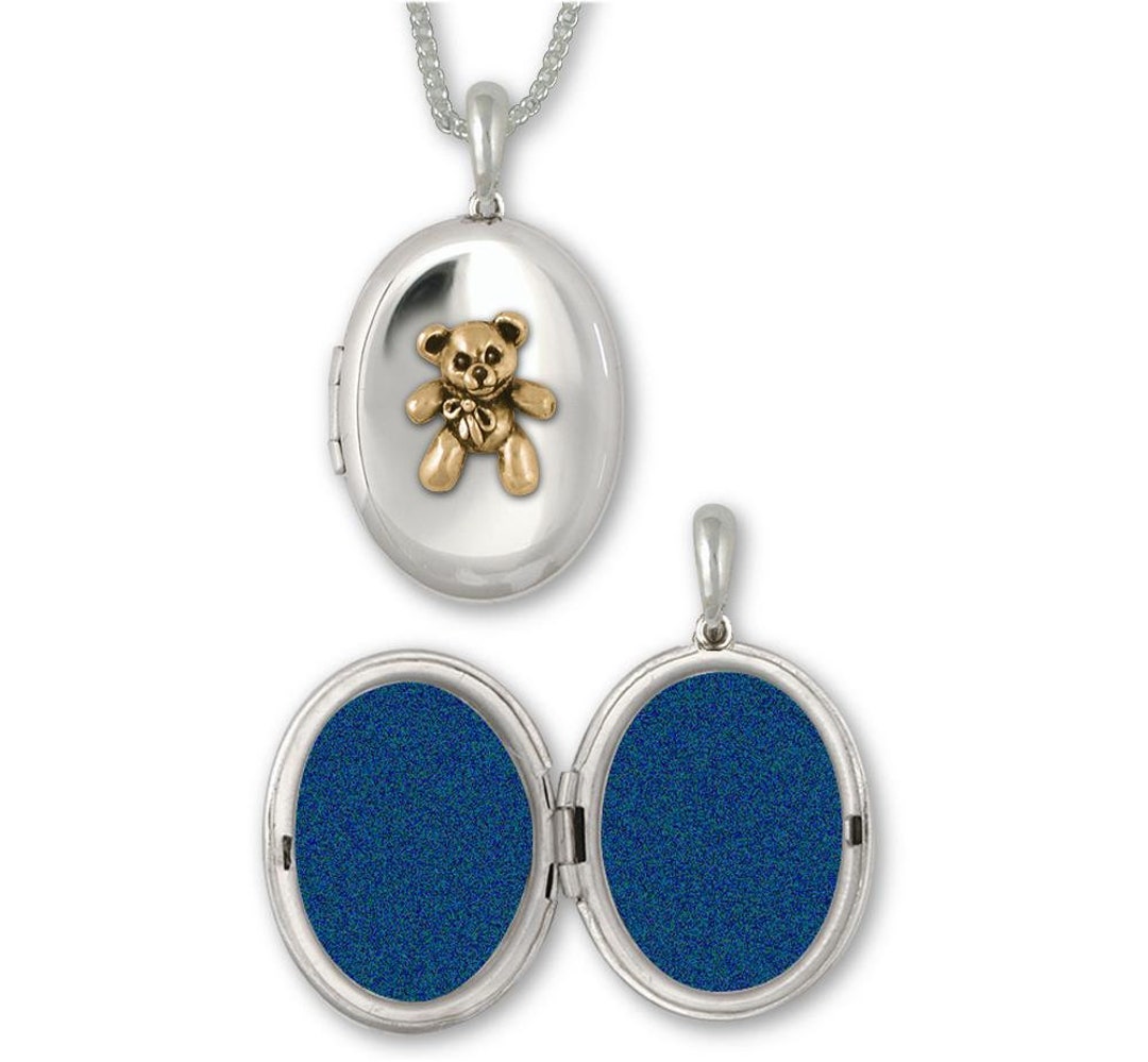 Teddy Bear Jewelry Teddy Bear Photo Locket Jewelry Silver and Gold ...
