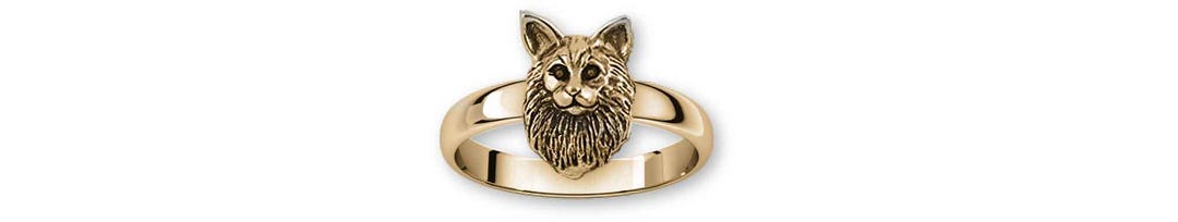 Maine Coon Ring 14k Gold Vermeil Handmade Maine Coon Jewelry MC2H-RVM ...