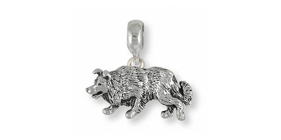 Border Collie Charm Slide Jewelry Sterling Silver Handmade Dog Charm ...