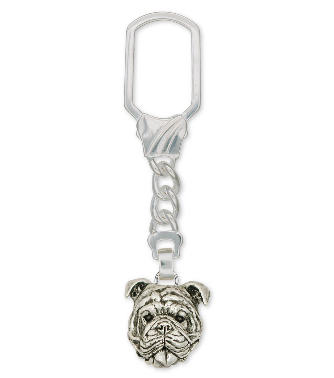 Bulldog Key Ring Joyería Plata de Ley Llavero De Perro Hecho a Mano ...
