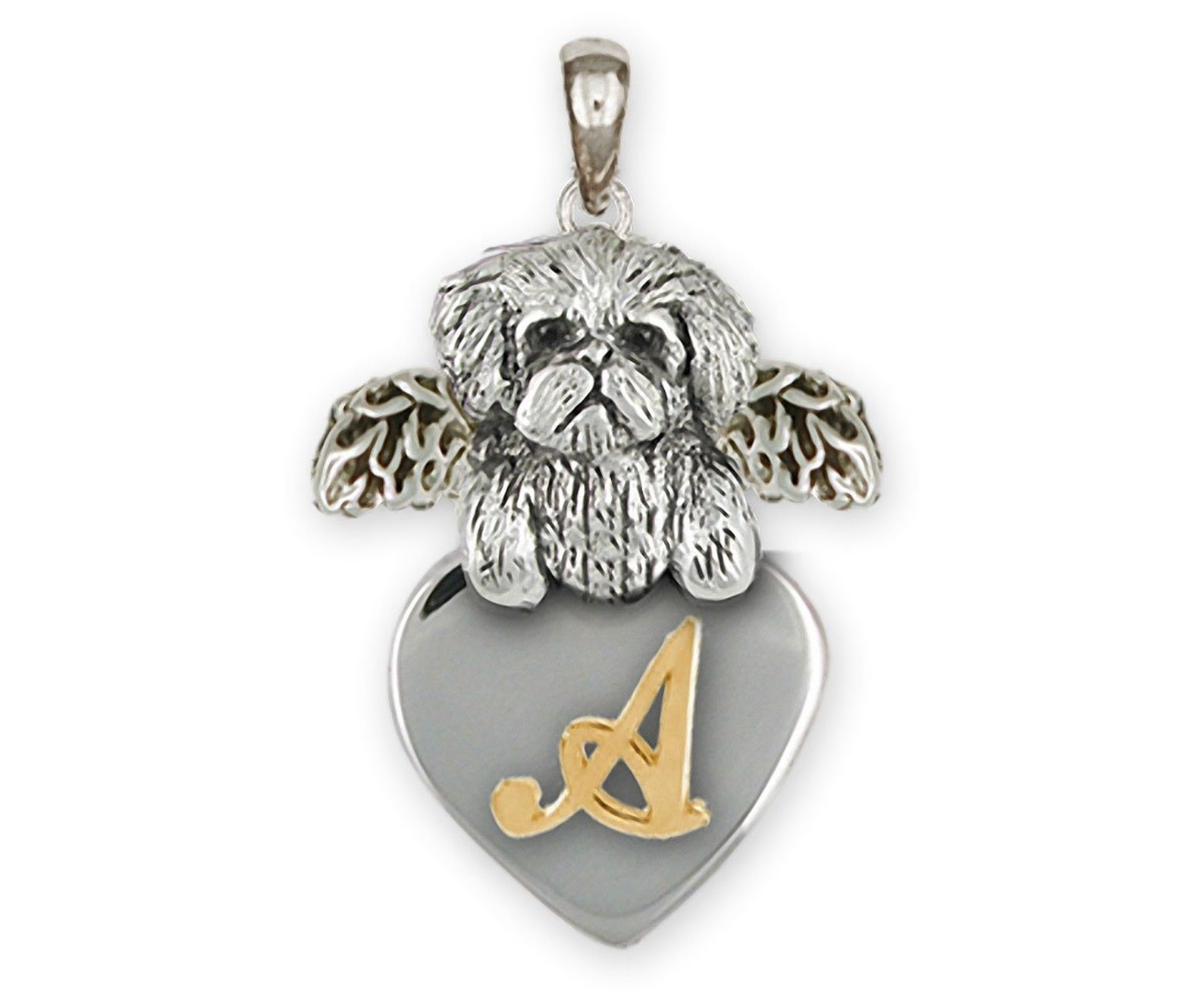 Maltese Angel Jewelry Silver and 14k Gold Handmade Maltese Pendant ...