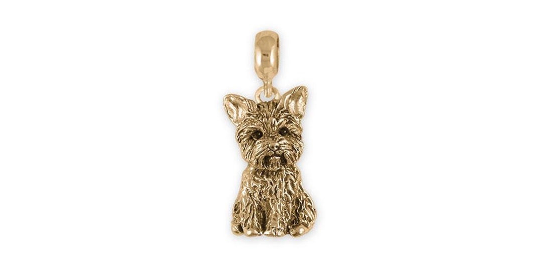 Yorkie Jewelry 14k Gold Handmade Yorkshire Terrier Charm Slide YK381X ...