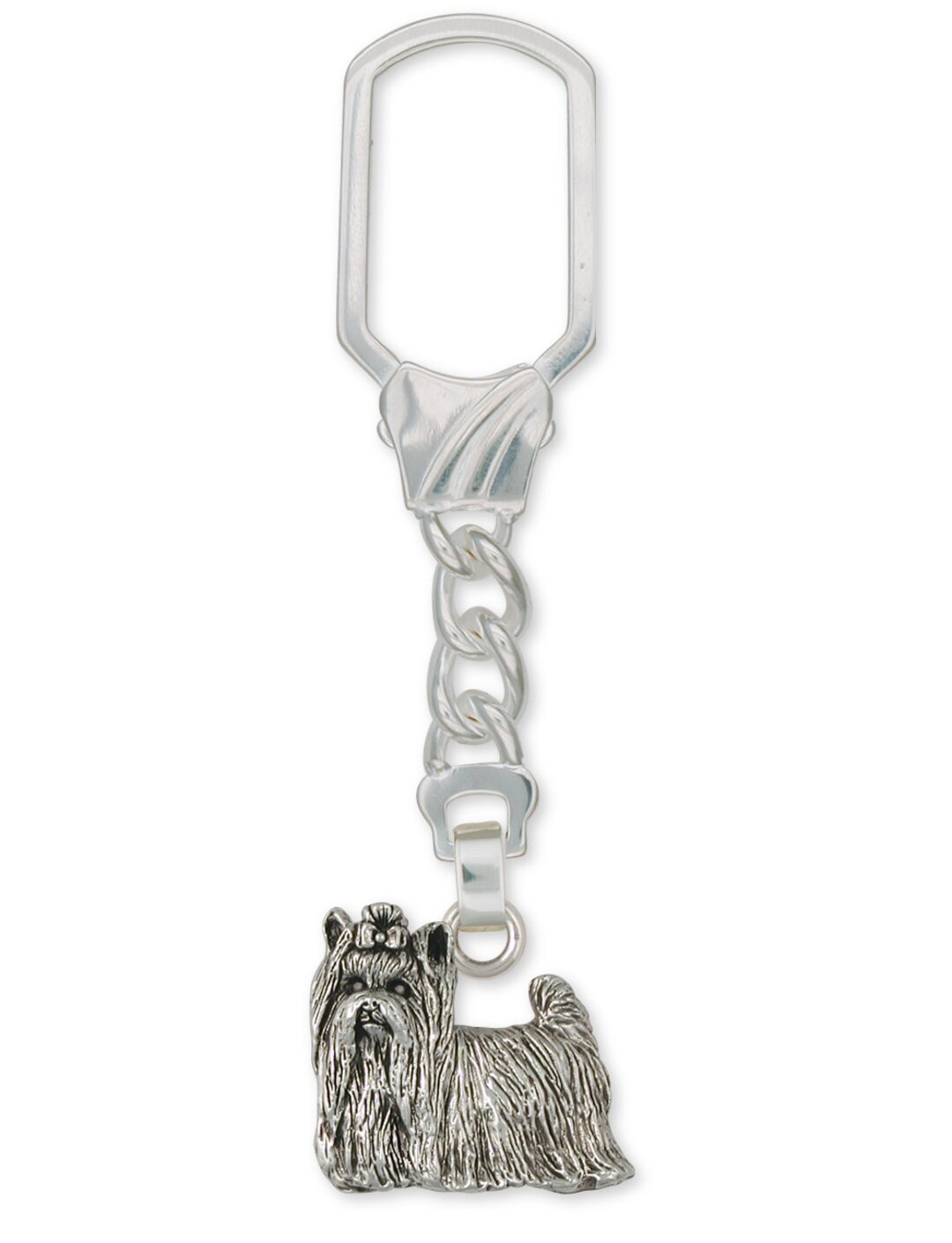 Yorkie Yorkshire Terrier Key Ring Joyería Plata de Ley Llavero de Perro ...