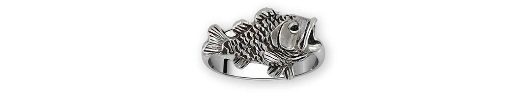 Wide Mouth Bass Ring Sterling Silver Handmade Wide Mouth Bass Jewelry ...