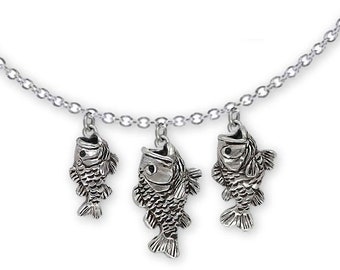 Wide Mouth Bass Necklace Sterling Silver Handmade Wide Mouth Wide Mouth Bass Necklace Sterling Silver Handmade Wide Mouth