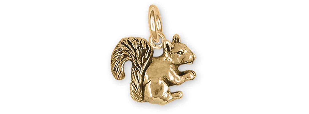 Squirrel Jewelry 14k Yellow Gold Handmade Squirrel Charm SQ3-CG - Etsy