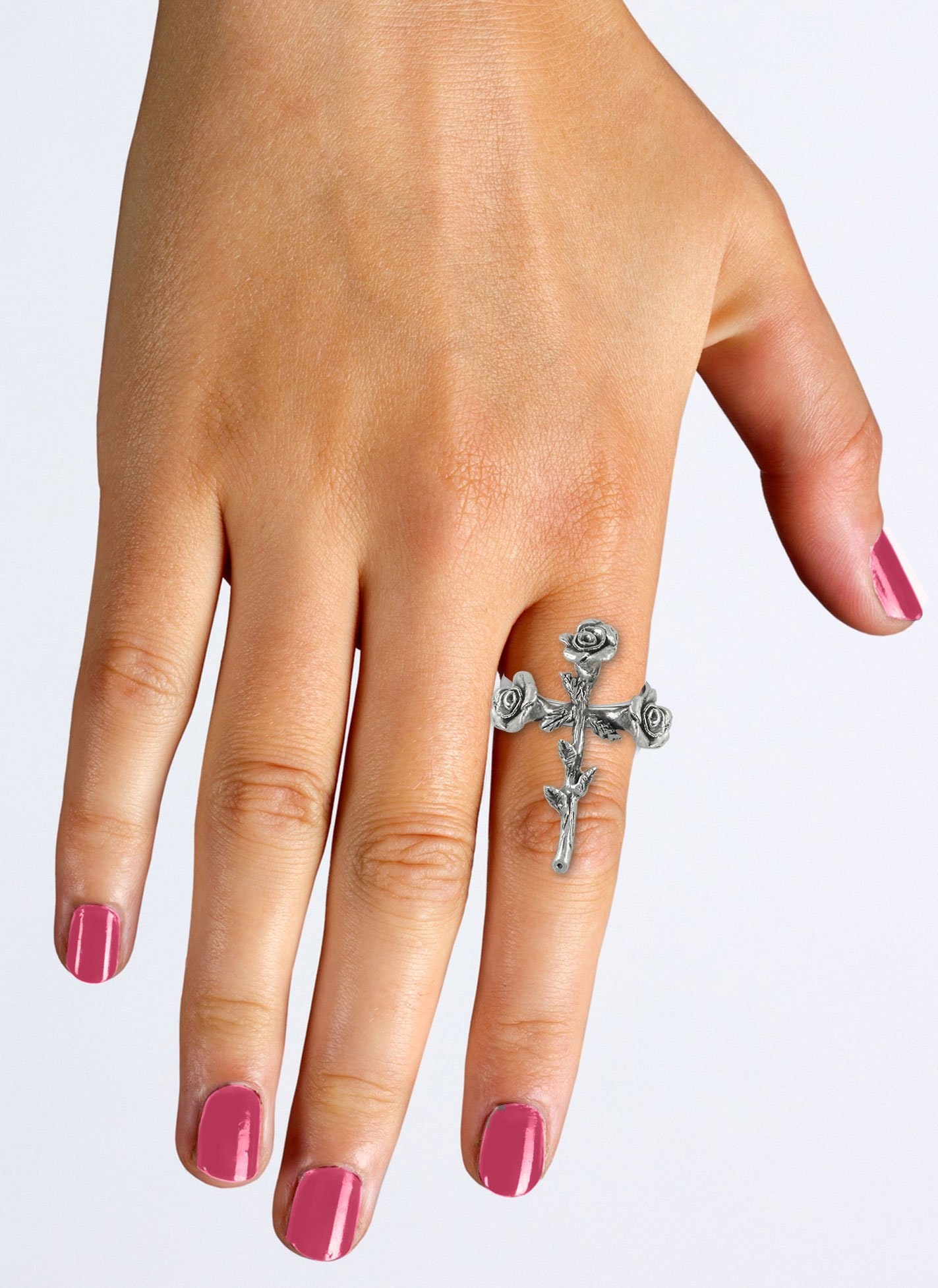 Rose Jewelry Rose Cross Ring Jewelry Sterling Silver Handmade - Etsy UK