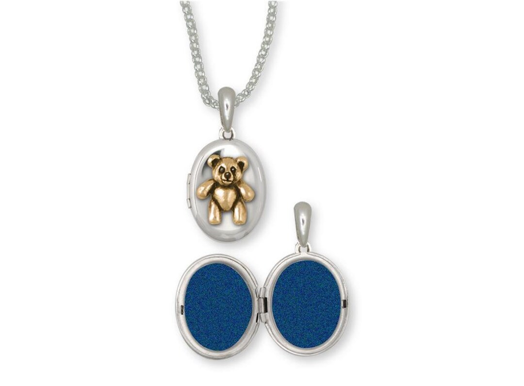 Teddy Bear Jewelry Teddy Bear Photo Locket Jewelry Silver and Gold ...