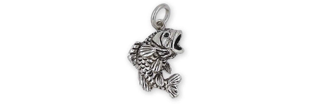 Wide Mouth Bass Charm Sterling Silver Handmade Wide Mouth Bass Jewelry ...