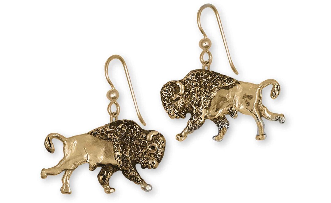 Bison Earrings 14k Gold Vermeil Handmade Buffalo and Bison Jewelry UBS1 ...