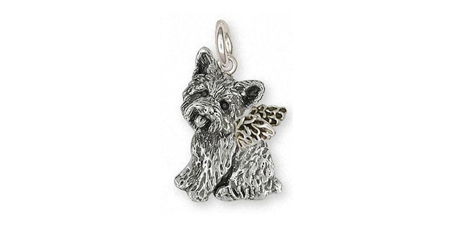 Yorkie Angel Charm Jewelry Sterling Silver Handmade Dog Charm YK341X-AC ...