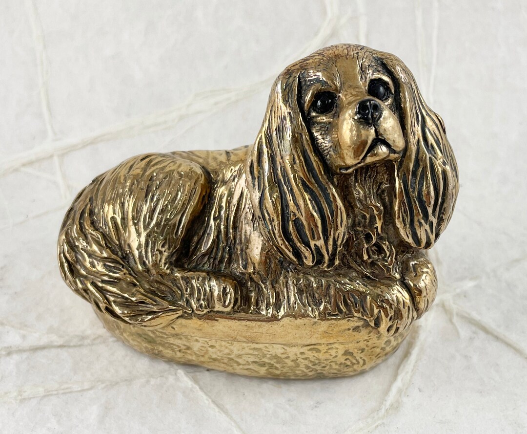 Cavalier King Charles Spaniel Figurine Yellow Bronze Handmade Cavalier ...