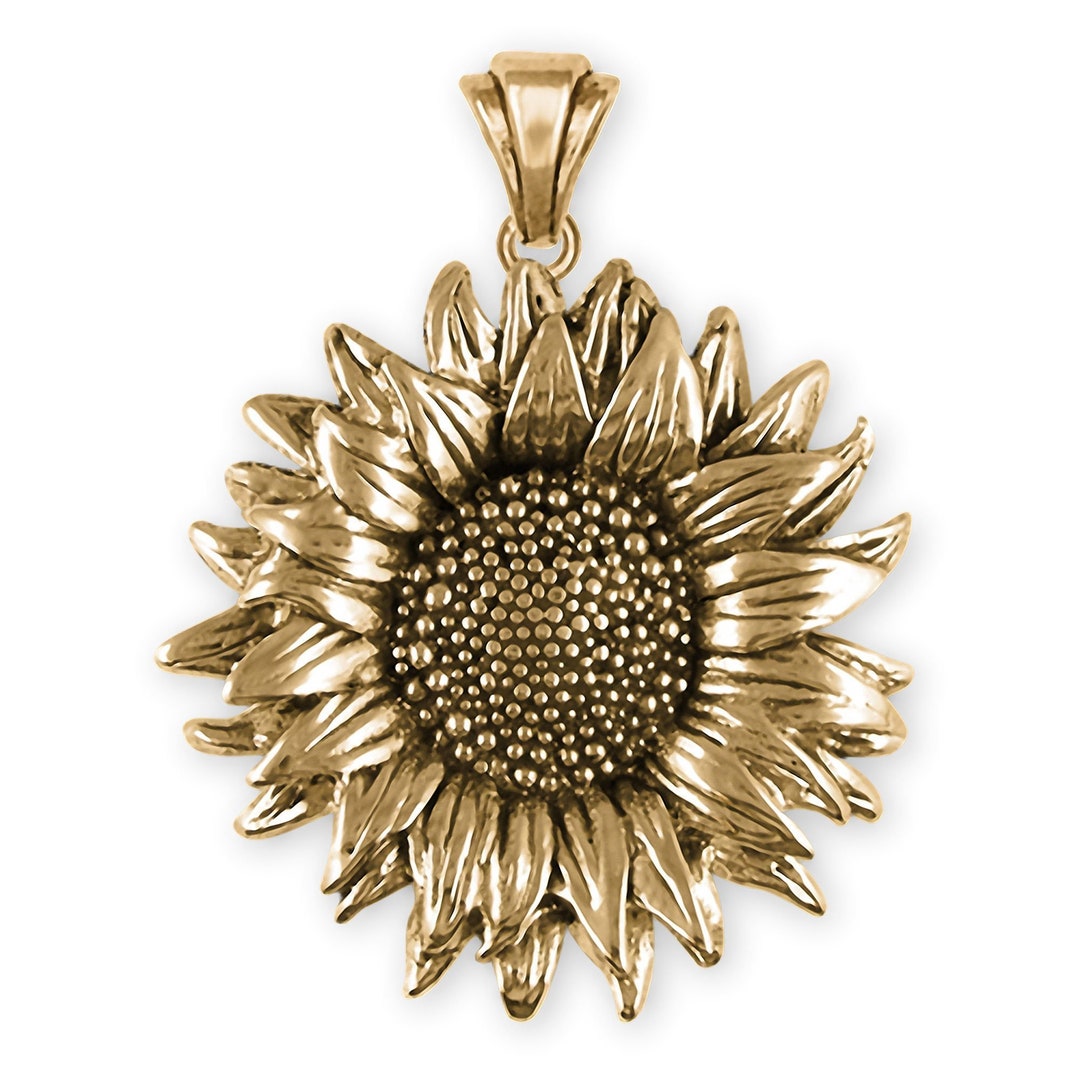Sunflower Jewelry 14k Gold Handmade Sunflower Pendant SFTX6-PG - Etsy