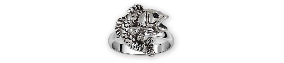 Wide Mouth Bass Ring Sterling Silver Handmade Wide Mouth Bass Jewelry ...