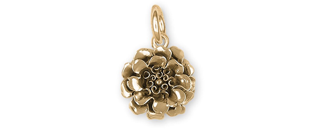 Marigold Charm 14k Yellow Gold Handmade Marigold Flower Jewelry MRG3-CG ...