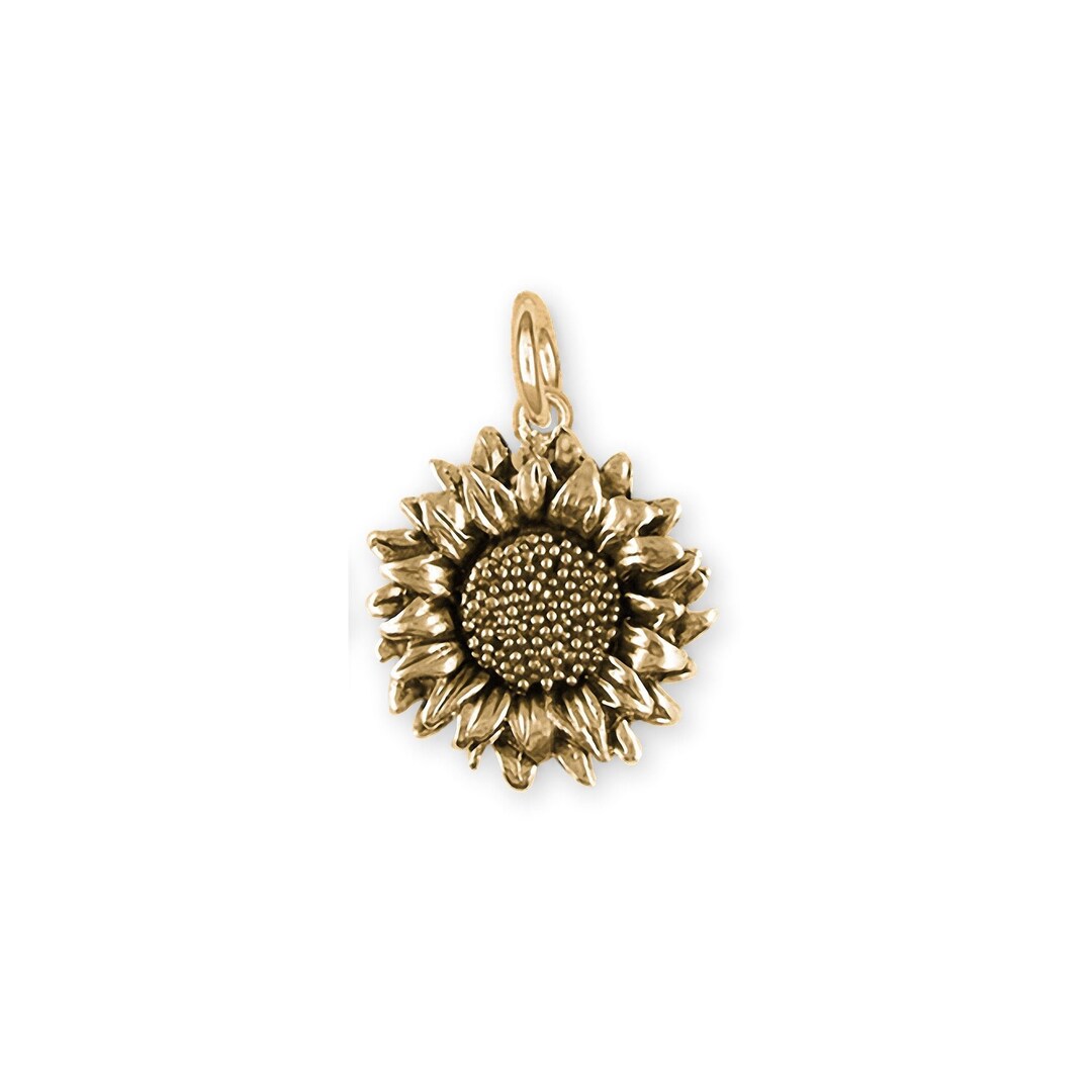Sunflower Charm, 14K Gold Vermeil Flower Charm for Charm Bracelet Sftx3 ...