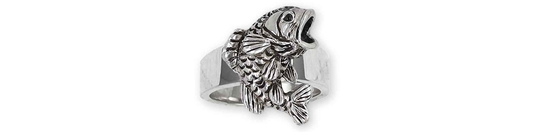 Wide Mouth Bass Ring Sterling Silver Handmade Wide Mouth Bass Jewelry ...