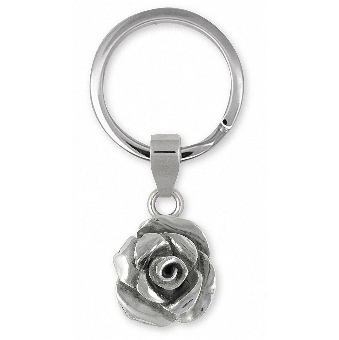 Rose Jewelry Rose Key Ring Jewelry Sterling Silver Handmade Flower Key ...