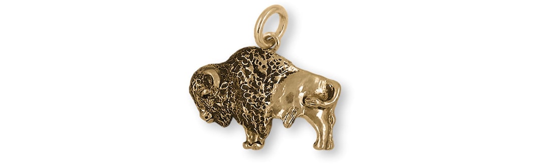 Bison Charm Yellow Bronze Handmade Bison and Buffalo Jewelry UBS2-CBZ ...