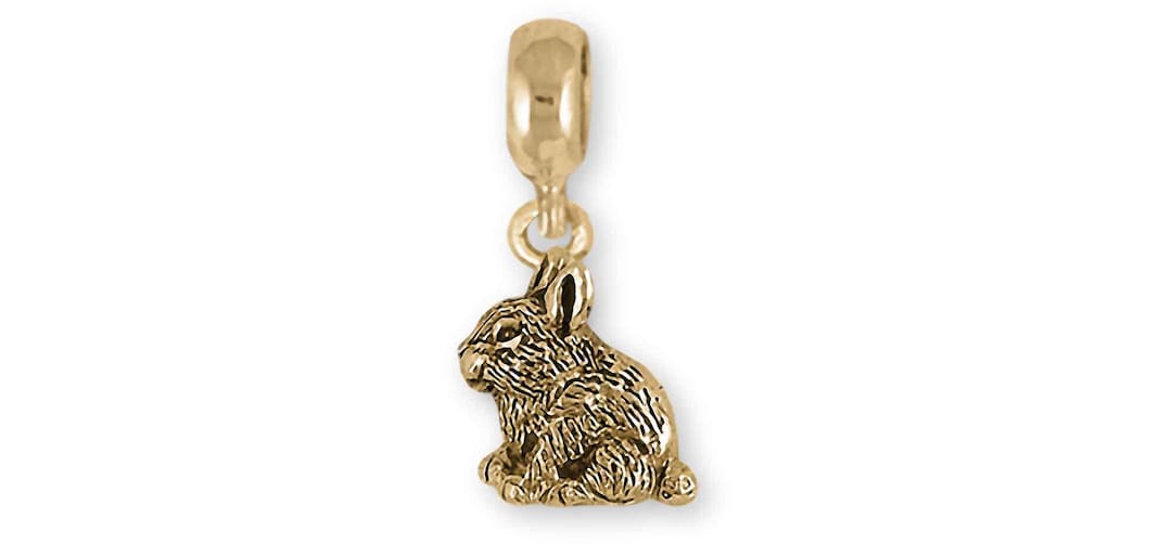 Rabbit Pandora Charm Slide 14k Yellow Gold Handmade Bunny Rabbit ...