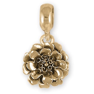Marigold Charm Slide 14k Yellow Gold Handmade Marigold Flower Jewelry ...