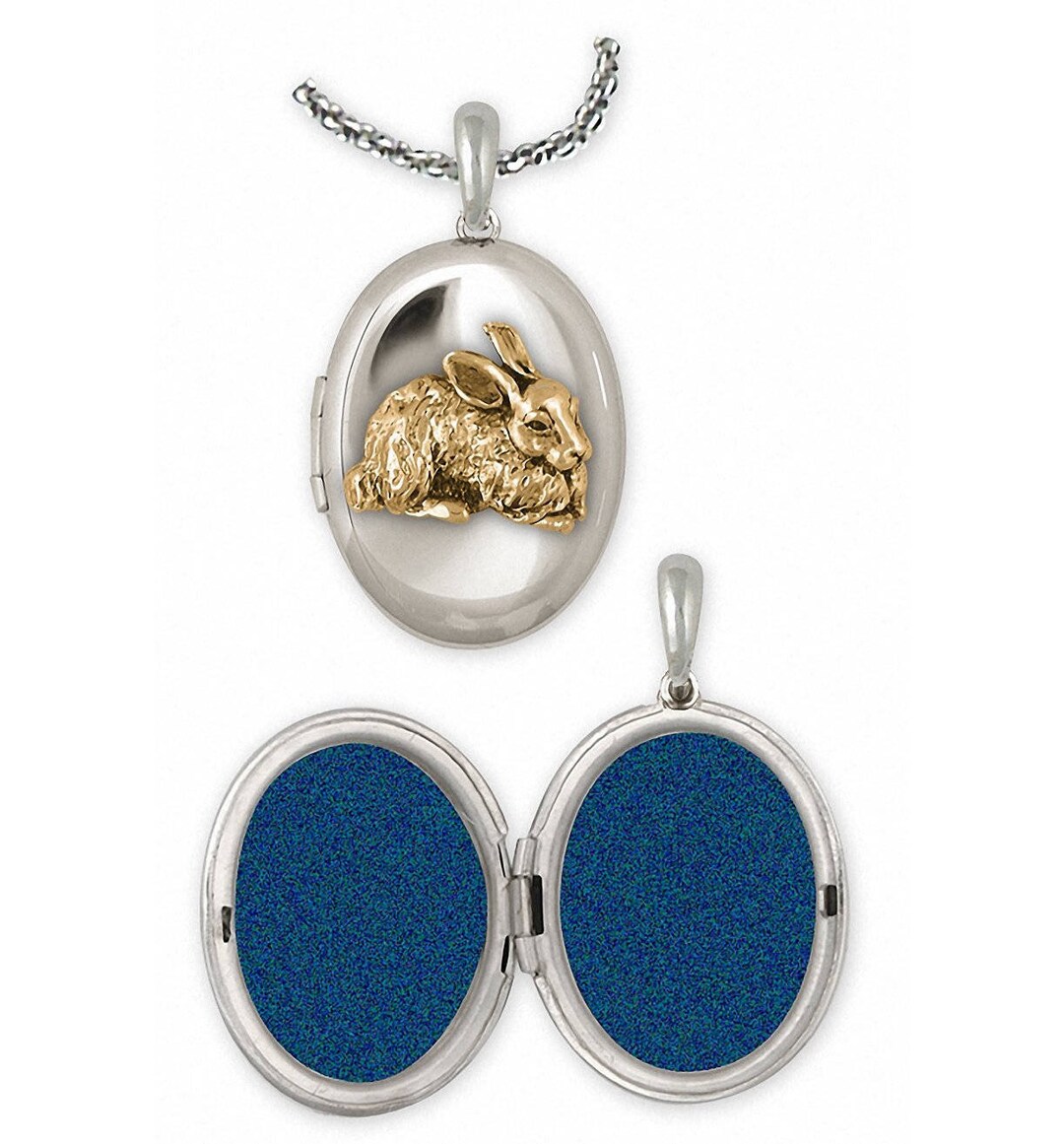 Rabbit Jewelry Rabbit Photo Locket Jewelry Silver and 14k Gold Handmade ...