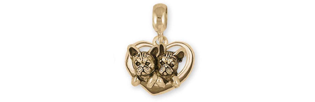 French Bulldog Pandora Charm Slide Yellow Bronze Handmade Frenchie ...