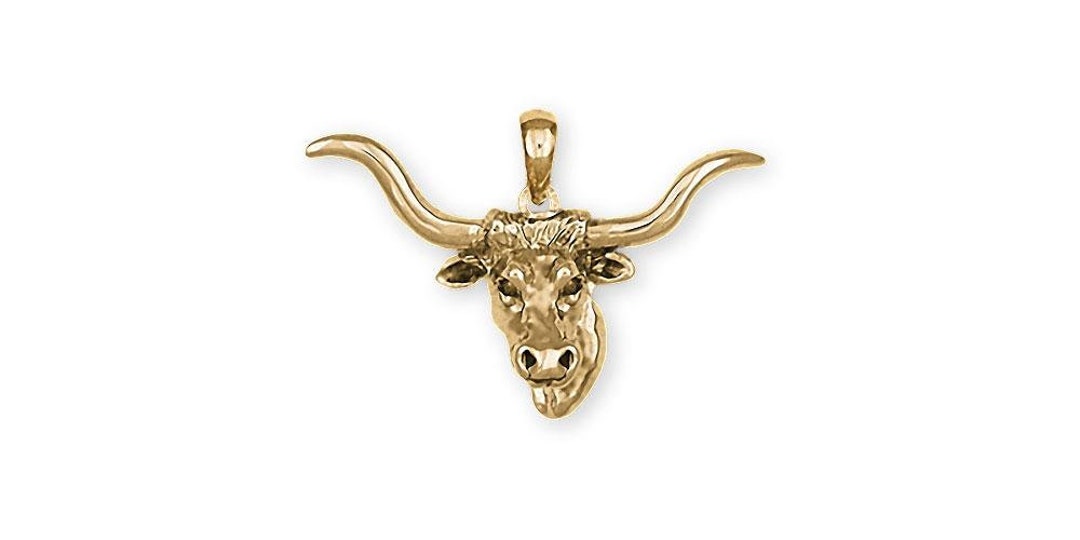 Longhorn Jewelry 14k Gold Handmade Longhorn Pendant 1013-PG - Etsy