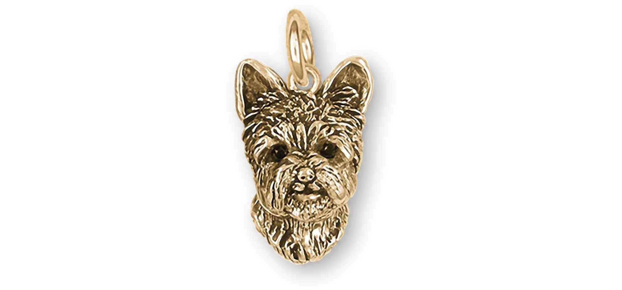 Yorkshire Terrier Jewelry 14k Yellow Gold Handmade Yorkie Charm With ...