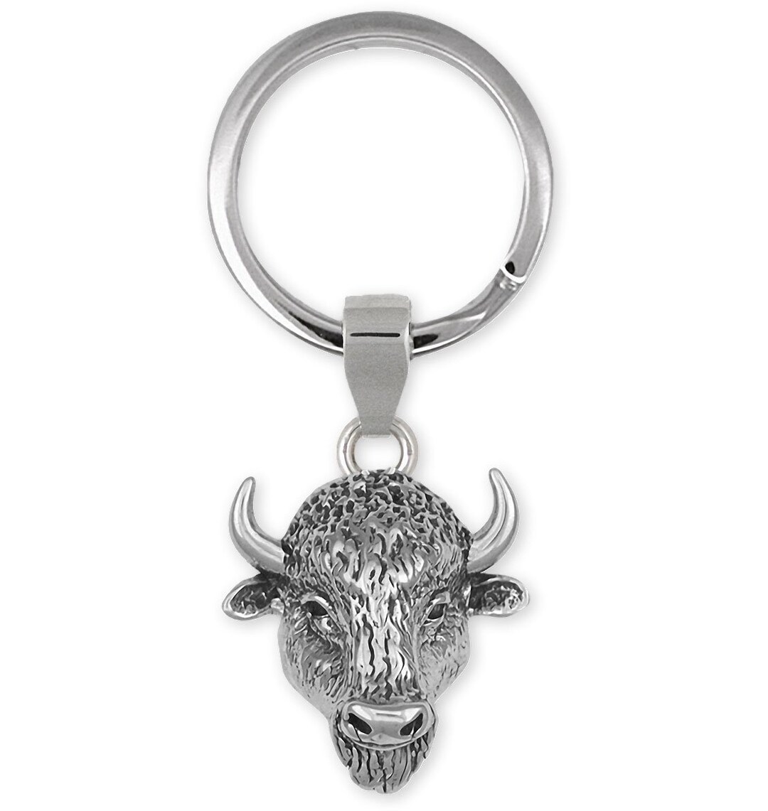 Bison Jewelry Buffalo Key Ring Jewelry Plata de ley hecho a mano Bison ...